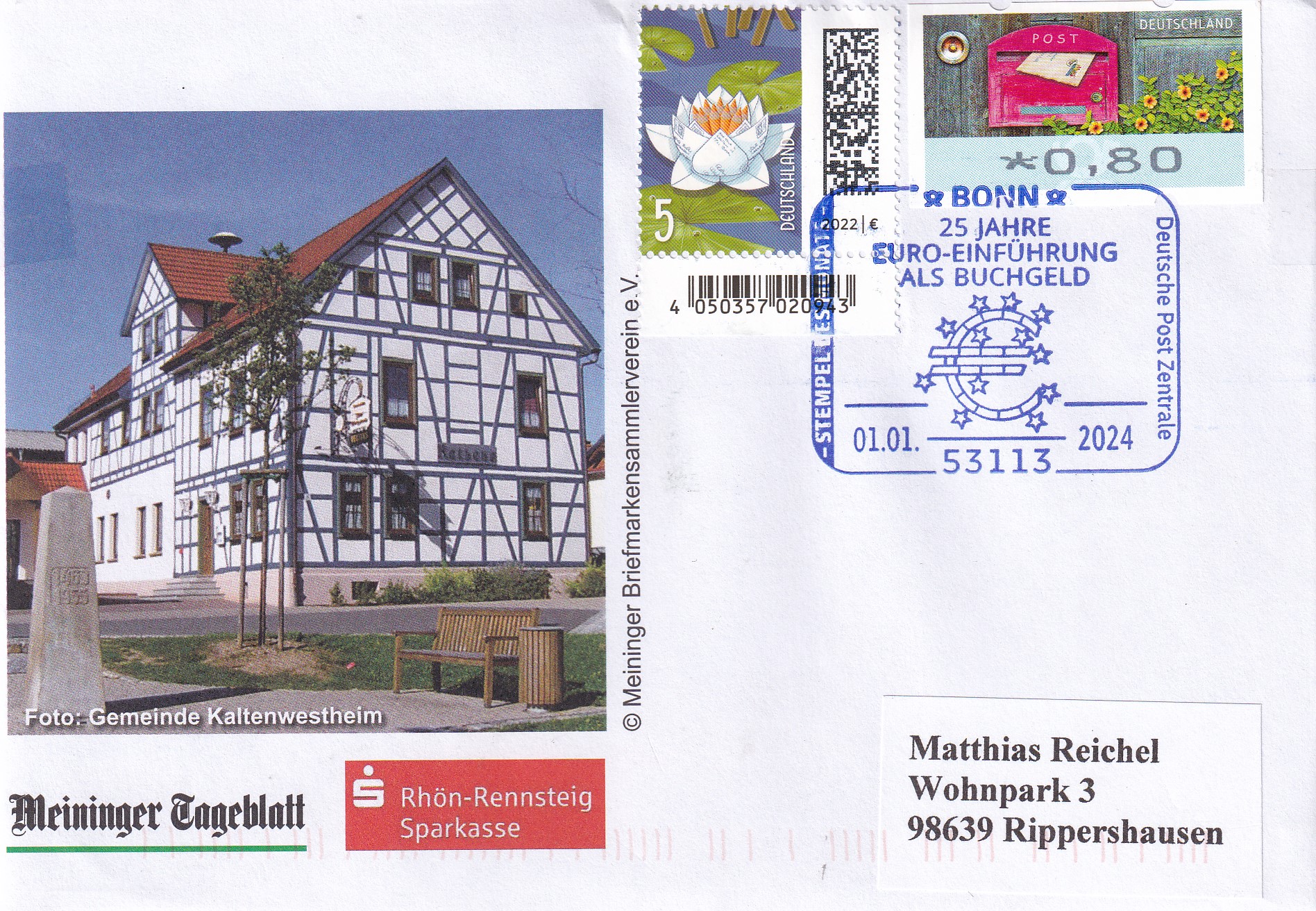 Sonderstempel vom 1.01.2024 25 Jahre EURO-Einführung Als Buchgeld ...